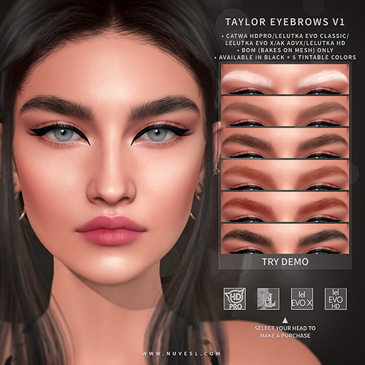 Second Life Marketplace - Nuve. Taylor eyebrows v1 - Lelutka Evo Classic DEMO